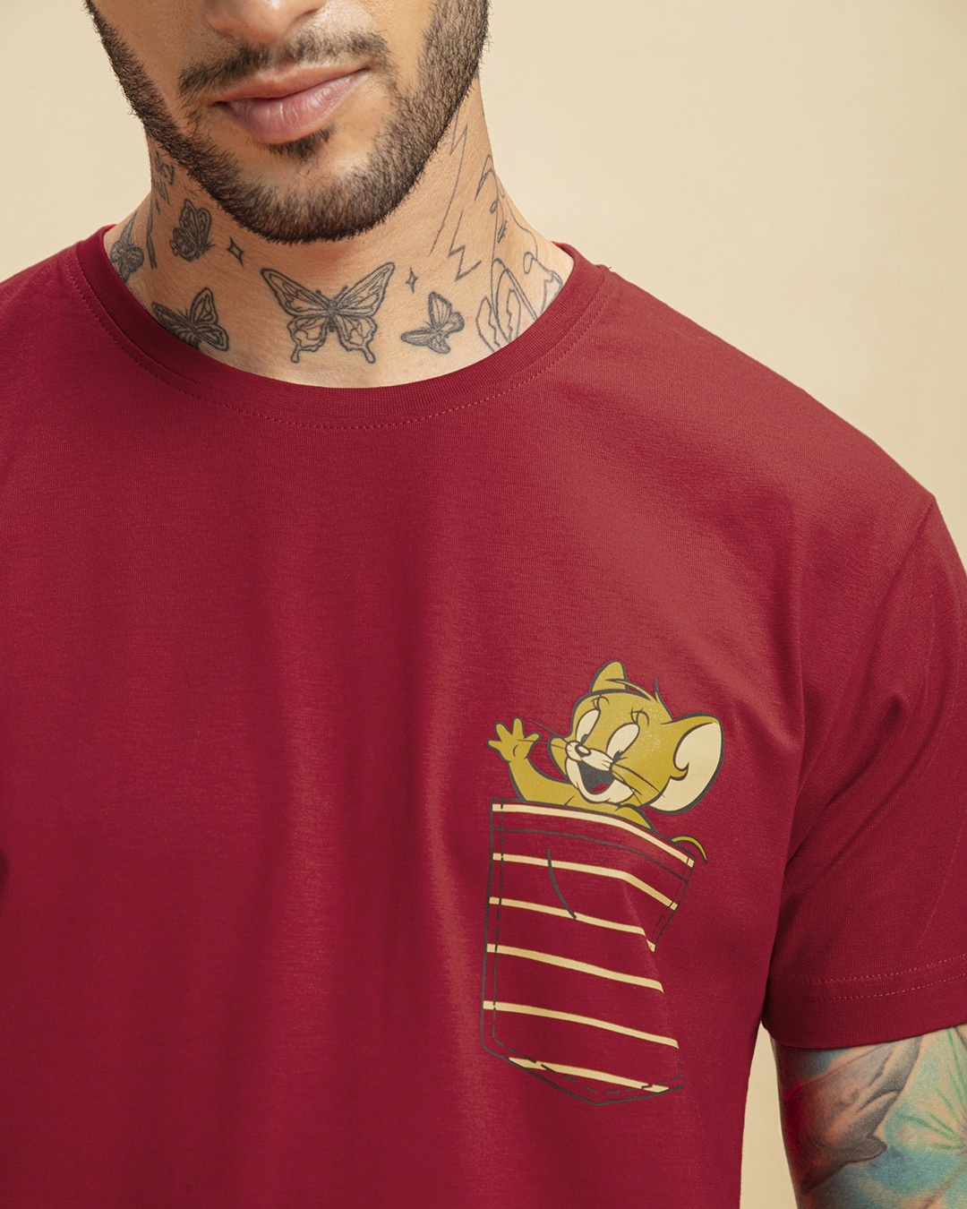 Buy Men's Red Pocket Jerry Graphic Printed T-shirt Online at Bewakoof