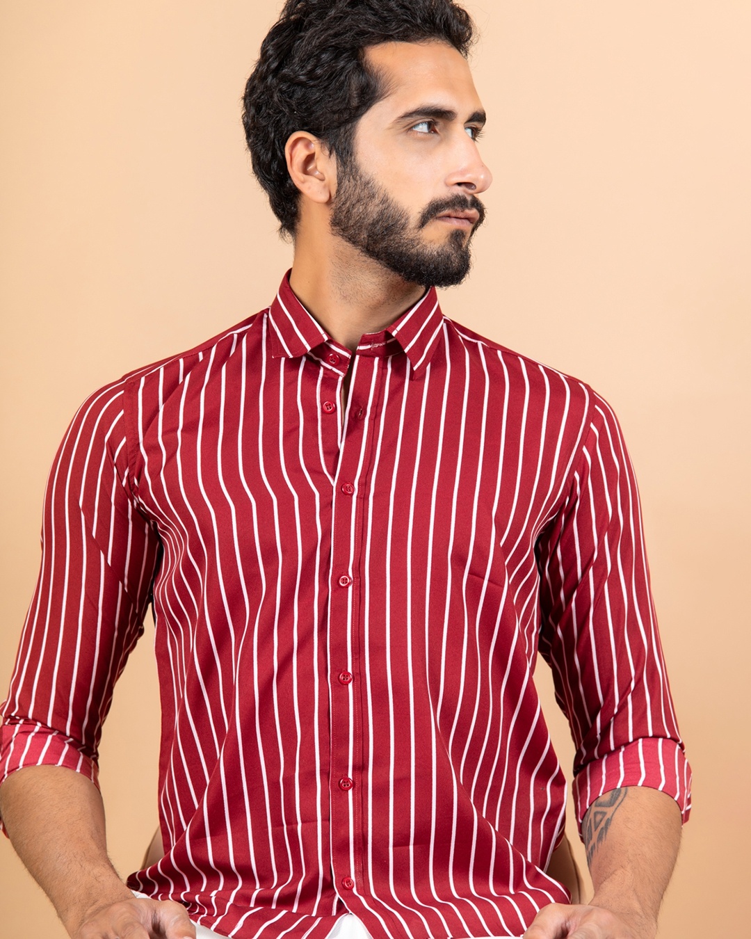 Buy Men's Red Striped Shirt Online at Bewakoof