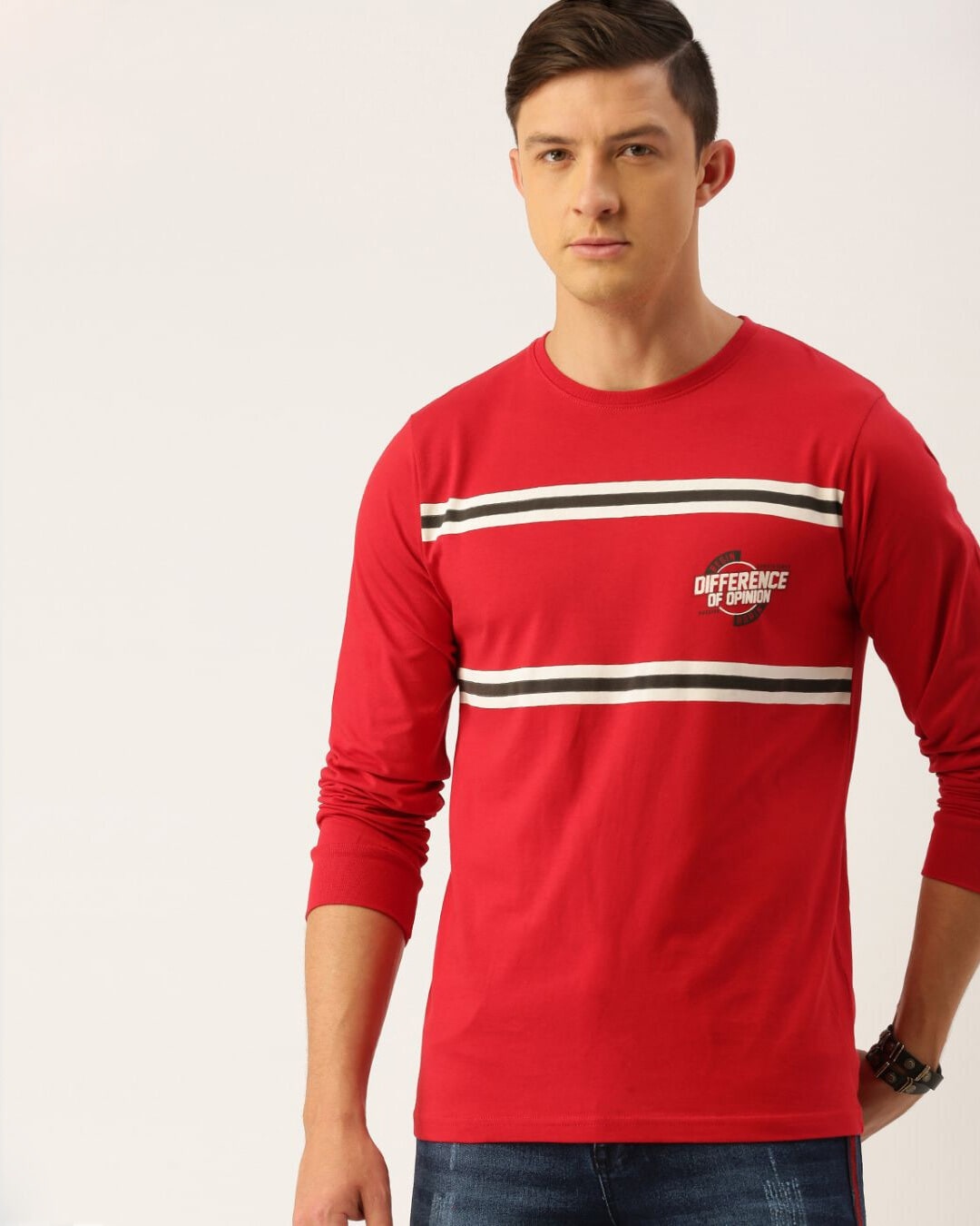 Buy Men's Red Striped T-shirt for Men Red Online at Bewakoof