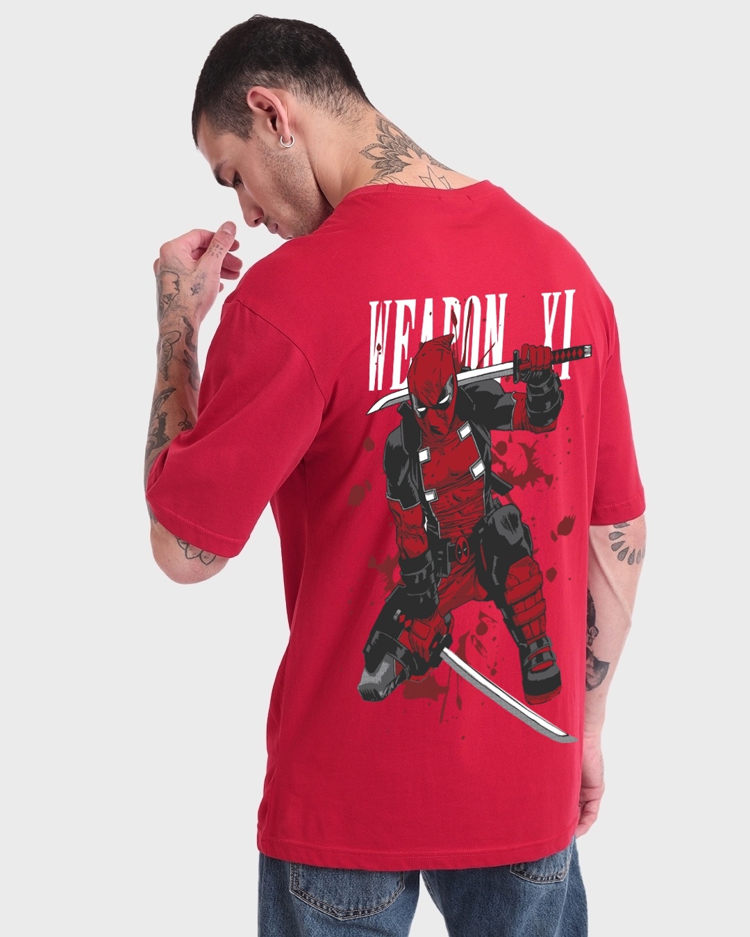 Buy Men's Red Weapon XI Graphic Printed Oversized T-shirt Online at ...