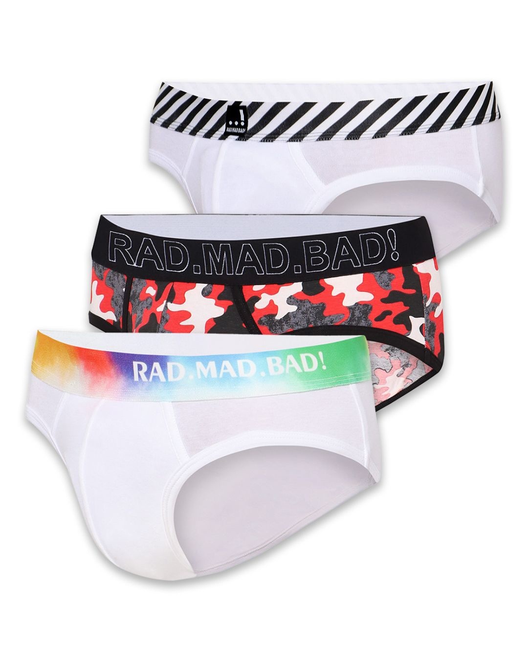 Buy Men's Red & White Printed Cotton Briefs (Pack of 3) Online in India ...