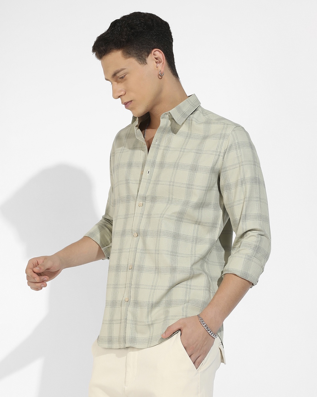 Buy Men's Sage Green Checked Shirt Online at Bewakoof