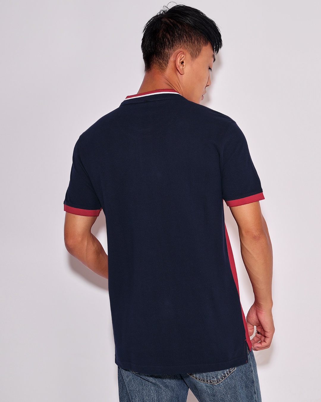 Buy Men's Savvy Red Color Block Polo T-shirt for Men red Online at Bewakoof