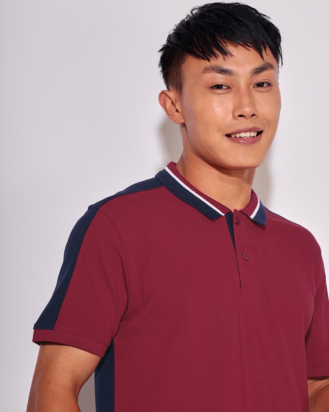 Buy Men's Savvy Red Color Block Polo T-shirt for Men red Online at Bewakoof