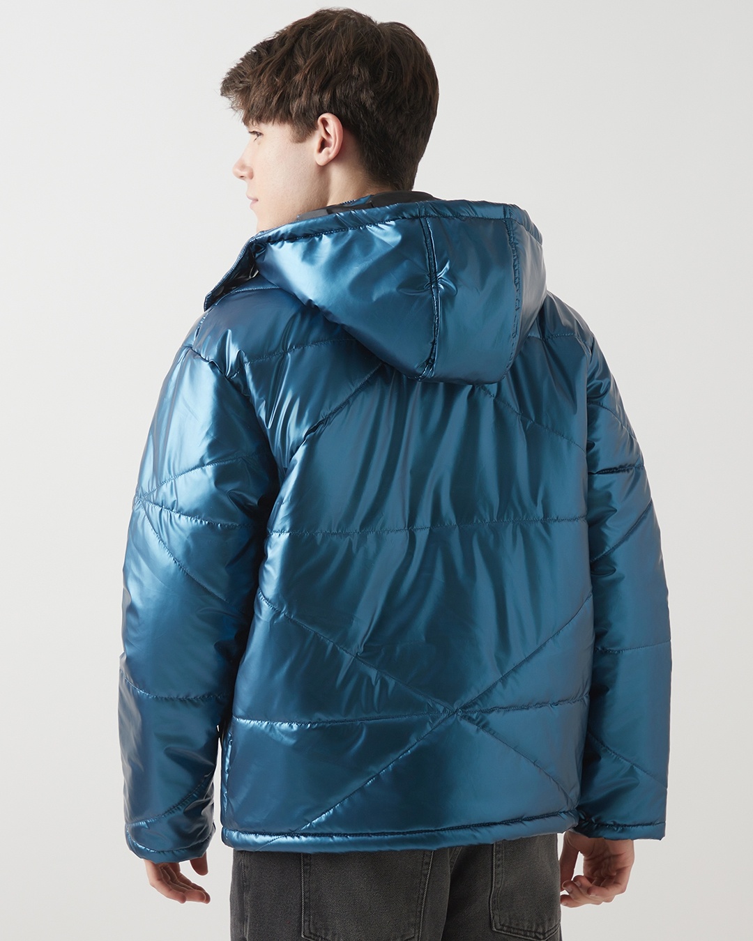 Buy Men's Teal Blue Oversized Puffer Jacket Online at Bewakoof