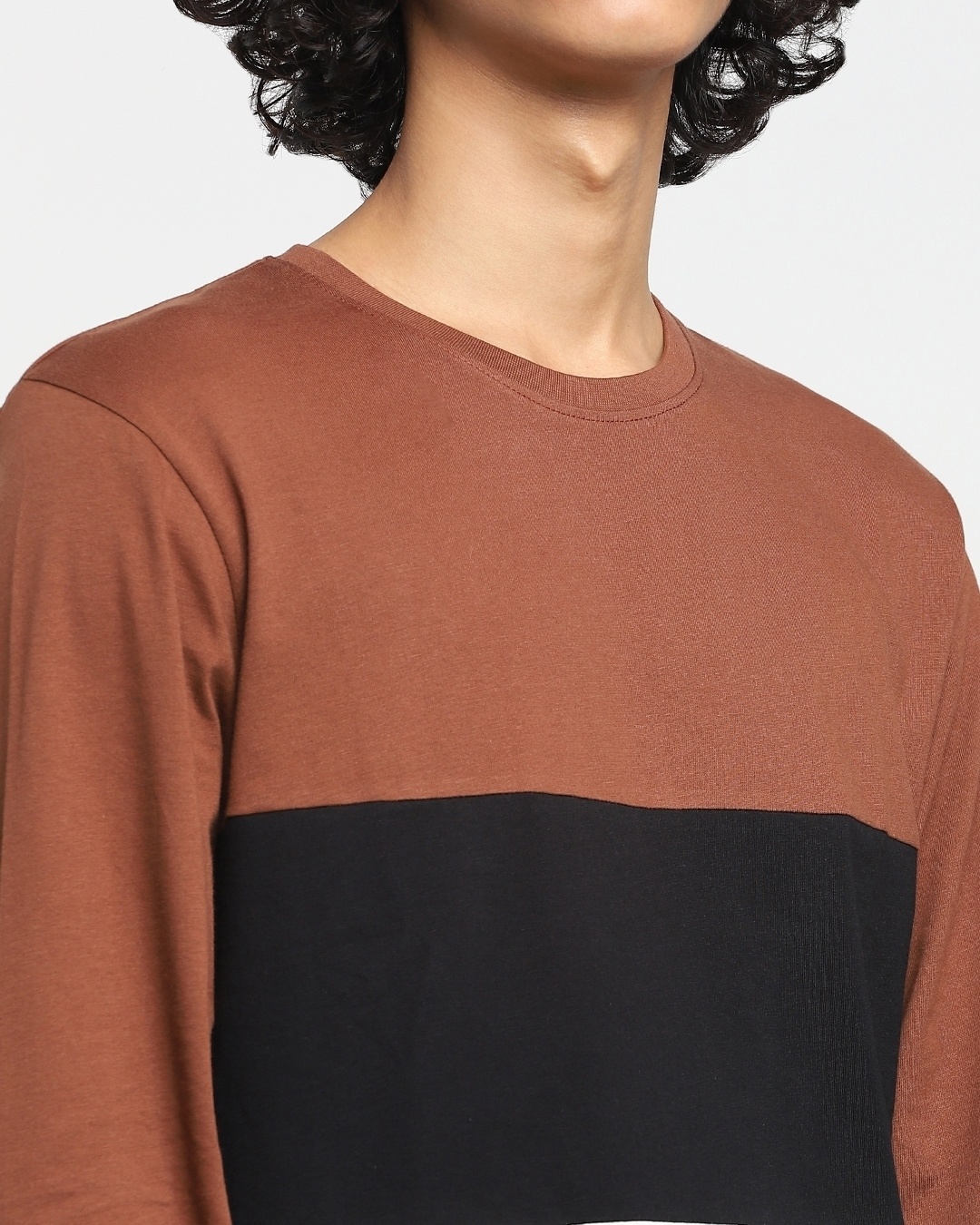 Buy Men's Toffee & Black Color Block Oversized T-shirt for Men ...