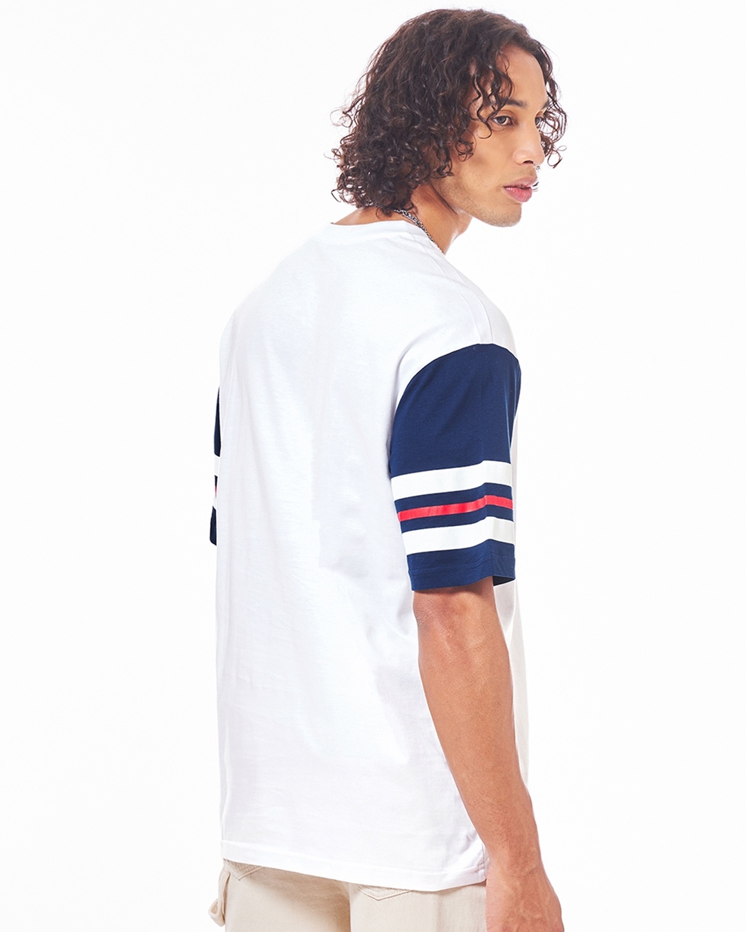 Buy Men's White & Blue Sports Day Graphic Printed Oversized T-shirt ...