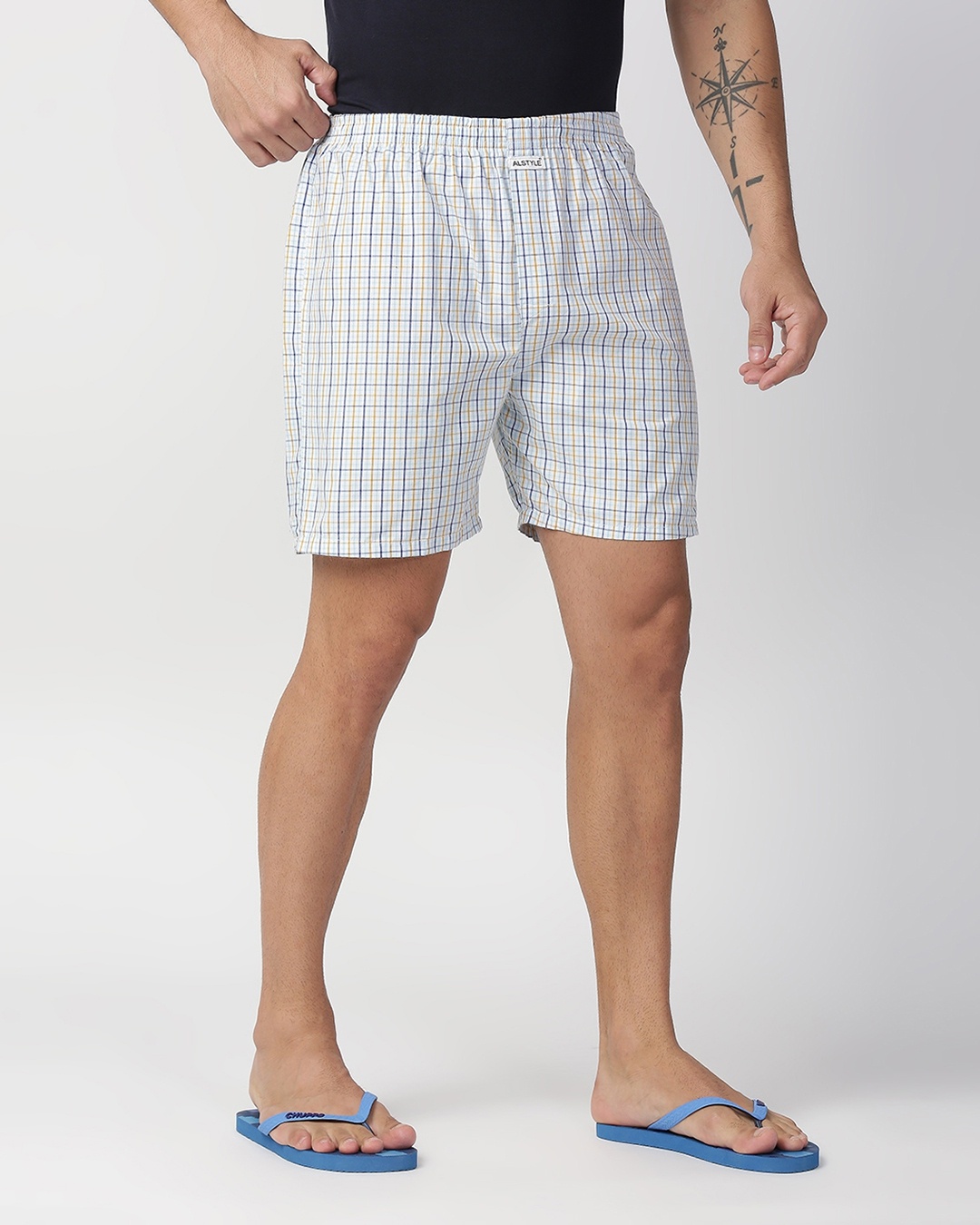 Buy Men's White Checked Boxers Online in India at Bewakoof