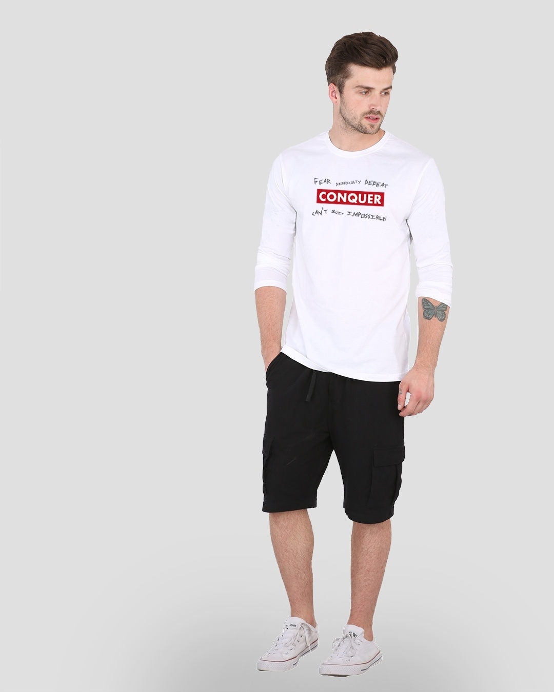 Buy Men's White Conquer Typography T-shirt Online at Bewakoof