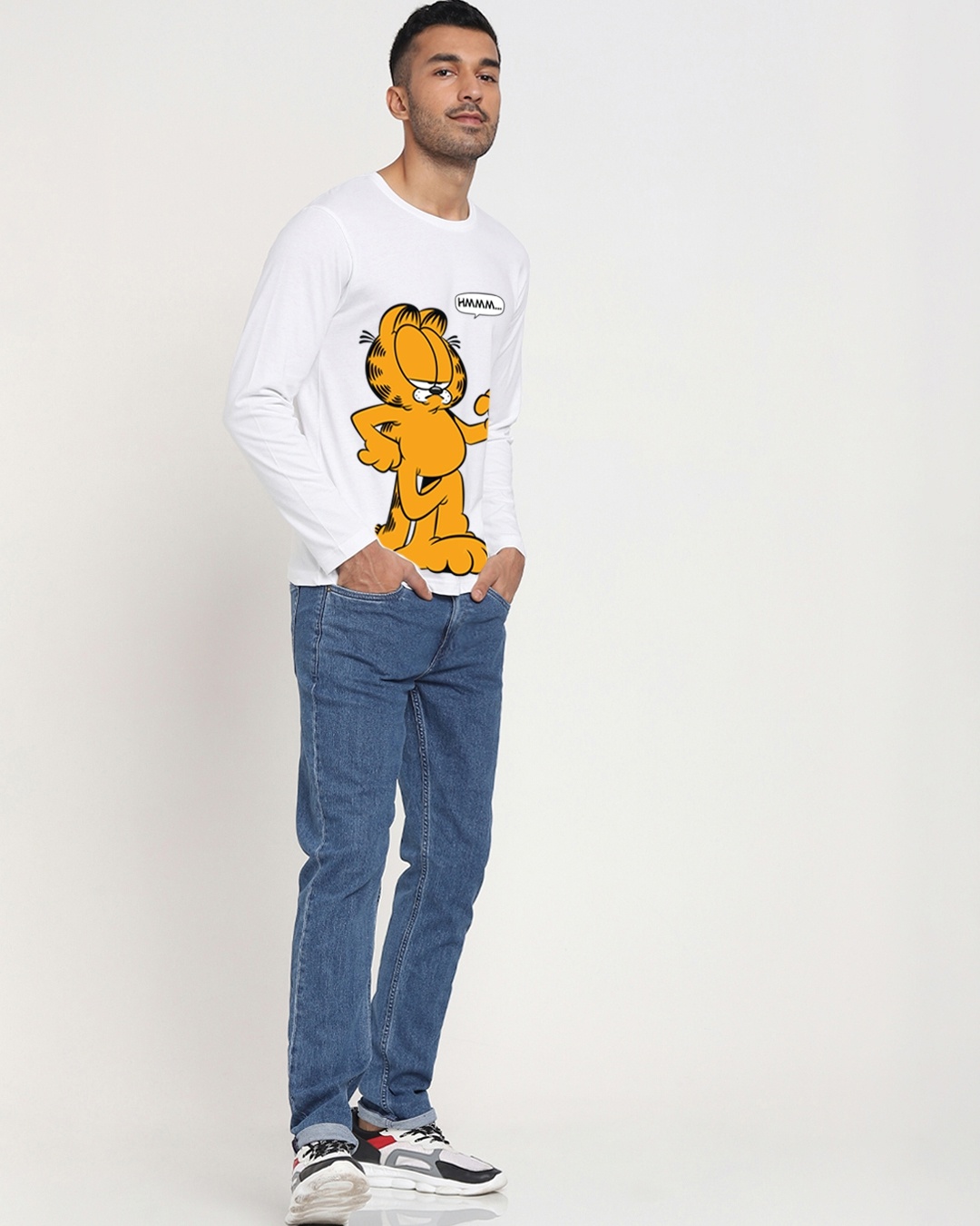 Buy Men's White Garfield Graphic Printed T-shirt for Men white Online ...