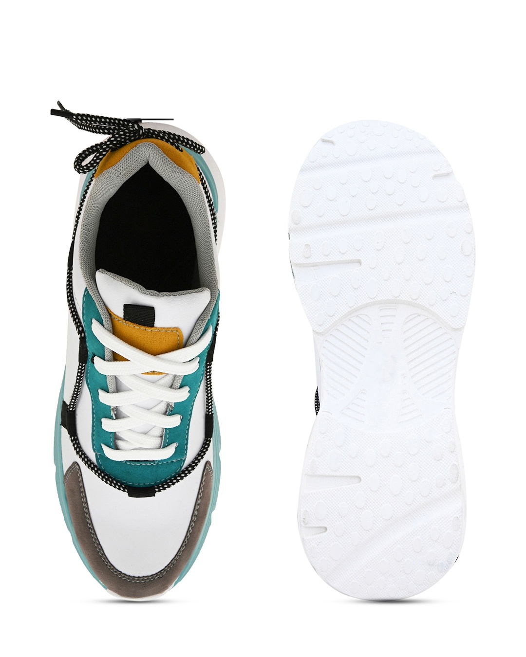 Buy Men's White & Green Color Block Sneakers Online in India at Bewakoof