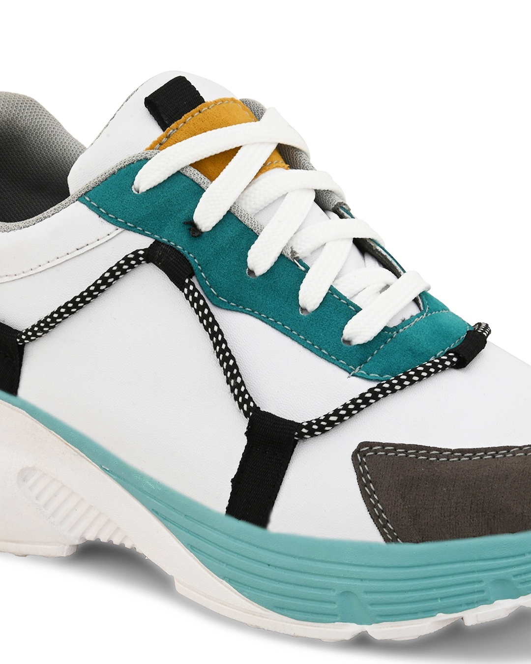 Buy Men's White & Green Color Block Sneakers Online in India at Bewakoof