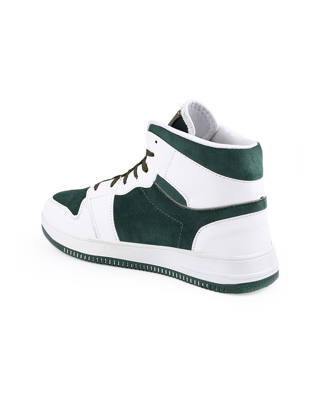 Buy Men's White & Green Colorblock High-Top Sneakers Online in India at ...