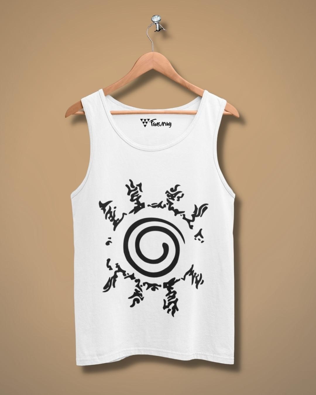 Buy Men's White Naruto Seal Anime Graphic Printed Vest for Men White ...
