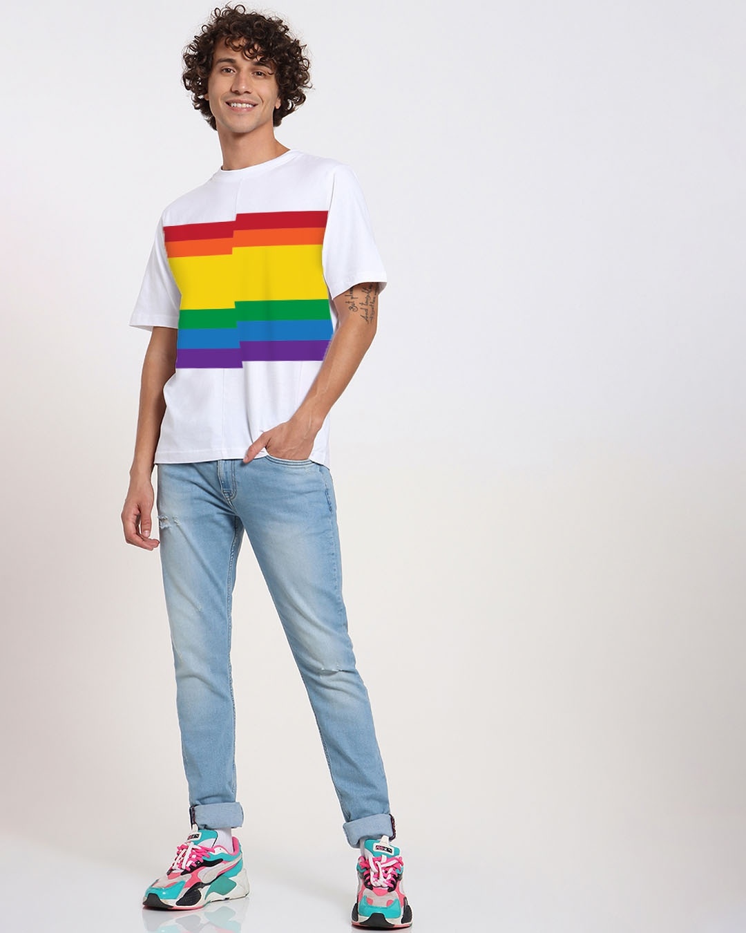 Buy Mens White Oversized T Shirt For Men Multicolor Online At Bewakoof