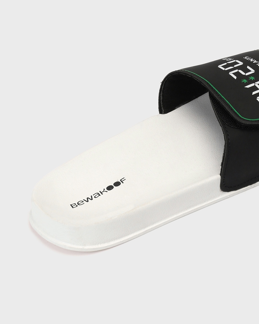 Buy Men's White Powered By Plant Printed Velcro Sliders Online in India ...