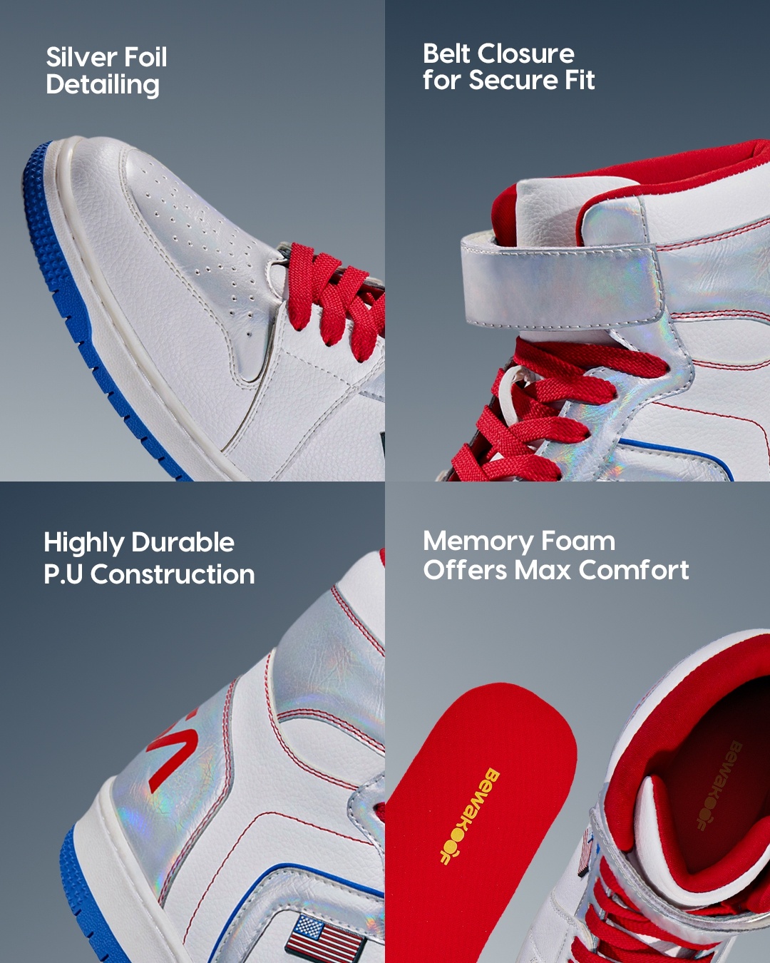 Buy Men's White & Silver NASA Color Block High Top Sneakers Online in ...