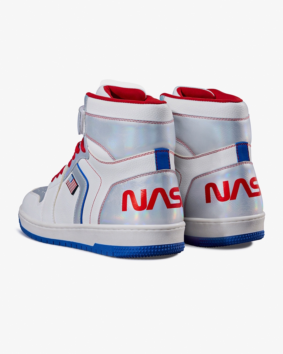 Buy Men's White & Silver NASA Color Block High Top Sneakers Online in ...