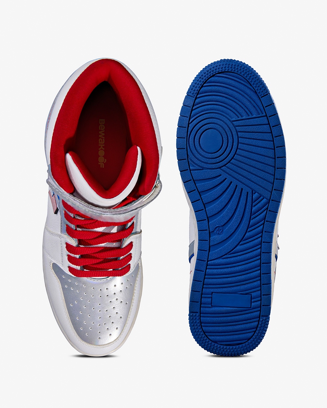 Buy Men's White & Silver NASA Color Block High Top Sneakers Online in ...