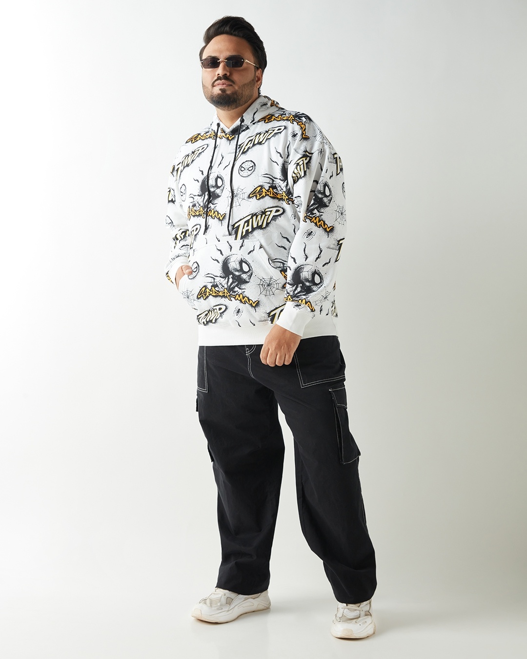 Buy Men's White Spider Man All Over Printed Oversized Plus Size Hoodies ...