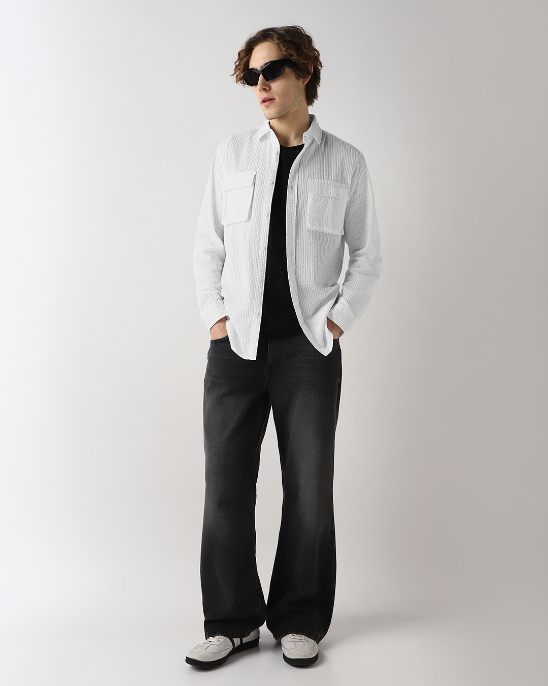 Buy Men's White Textured Shirt Online at Bewakoof