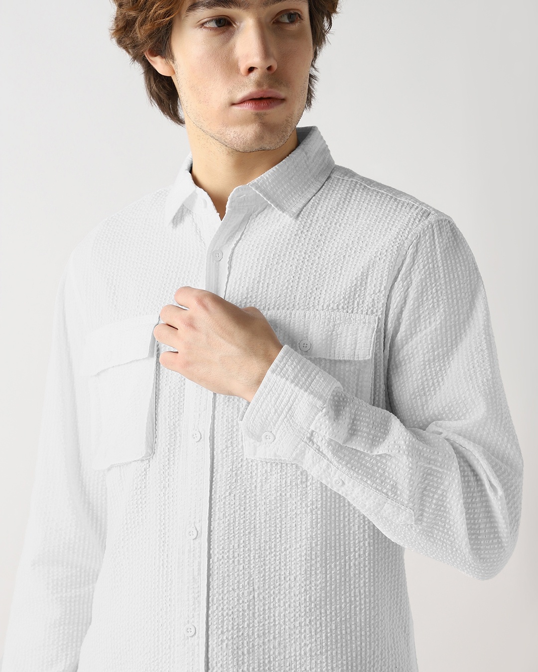 Buy Men's White Textured Shirt Online at Bewakoof