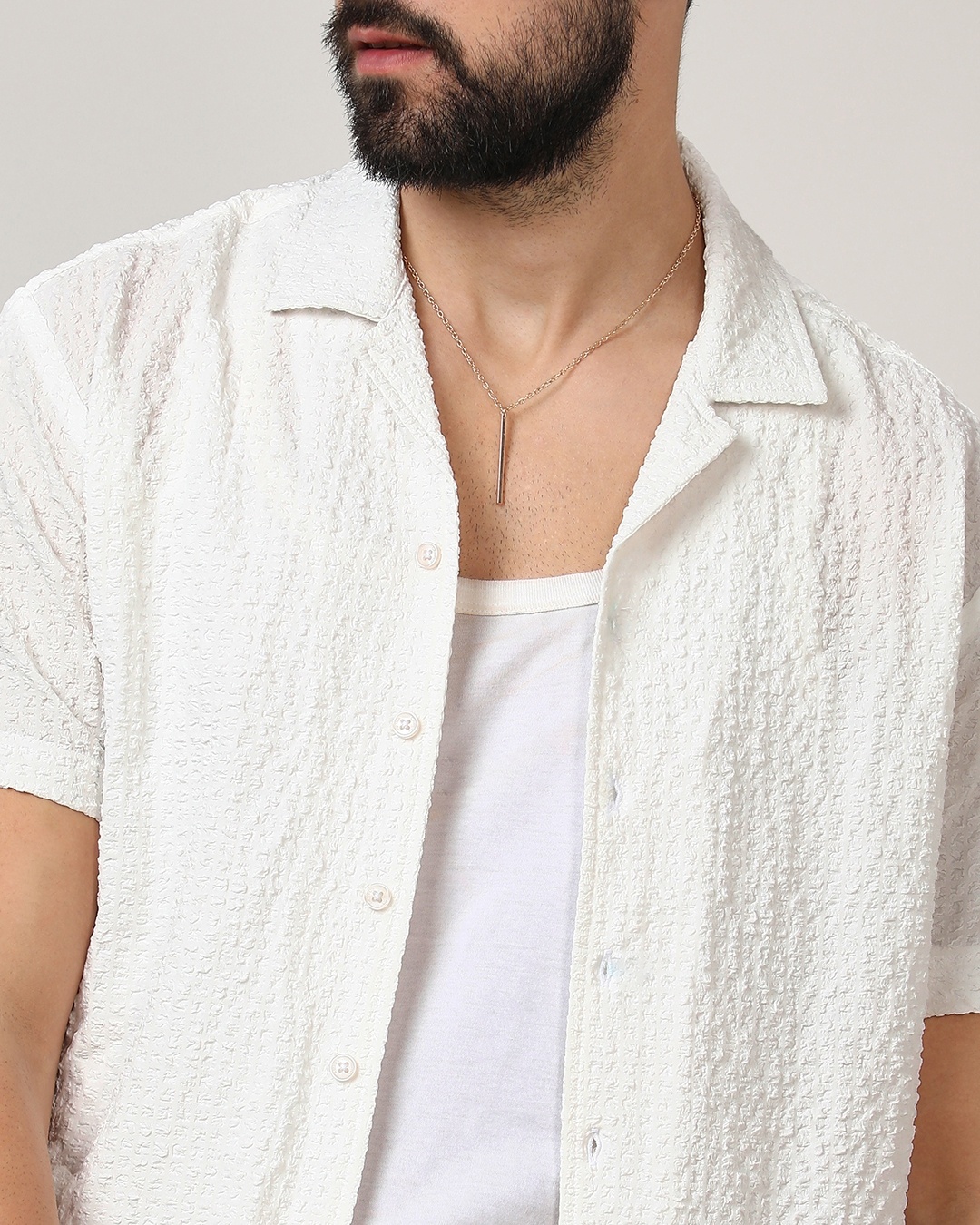 Buy Men's White Textured Shirt Online at Bewakoof