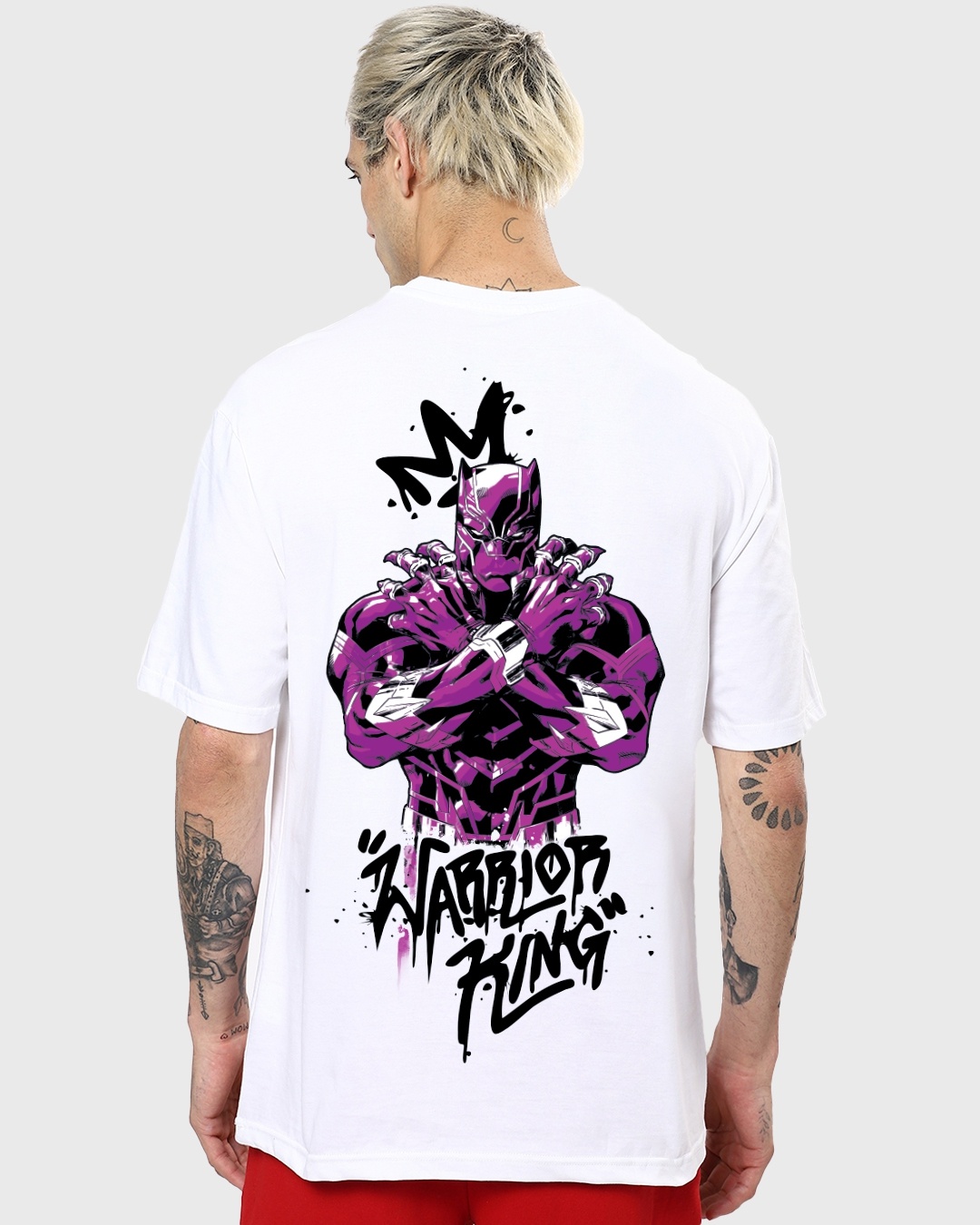 Buy Mens White Warrior King Graphic Printed Oversized T Shirt For Men