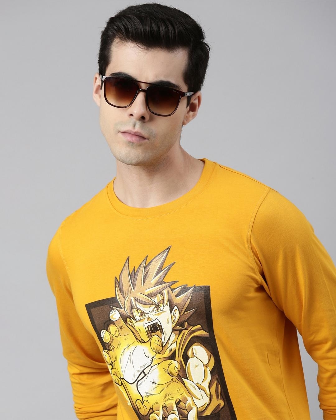 Buy Men's Yellow Dragon Ball Z - Power Through Graphic Printed T-shirt ...