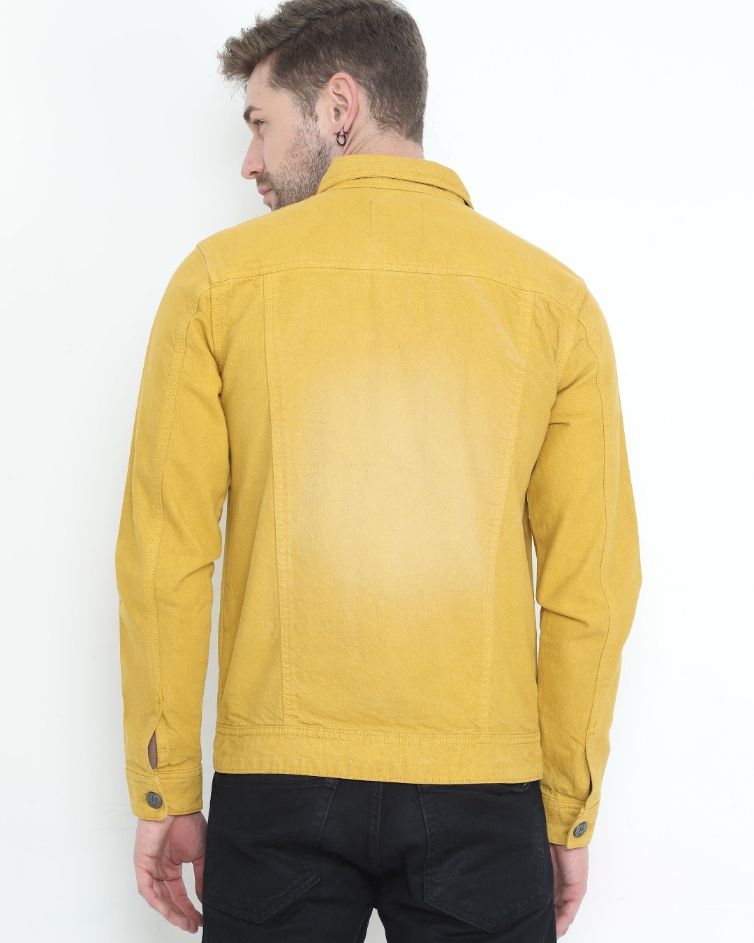 Buy Men's Yellow Washed Denim Jacket Online at Bewakoof
