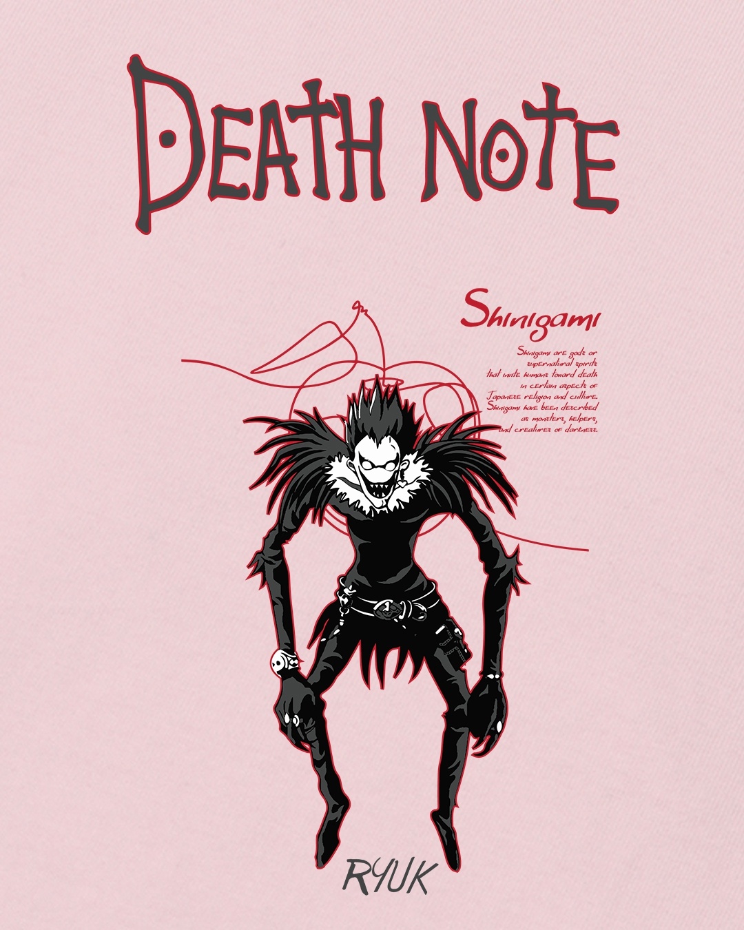 Buy Men's Pink The Ryuk Graphic Printed Oversized T-shirt Online at ...