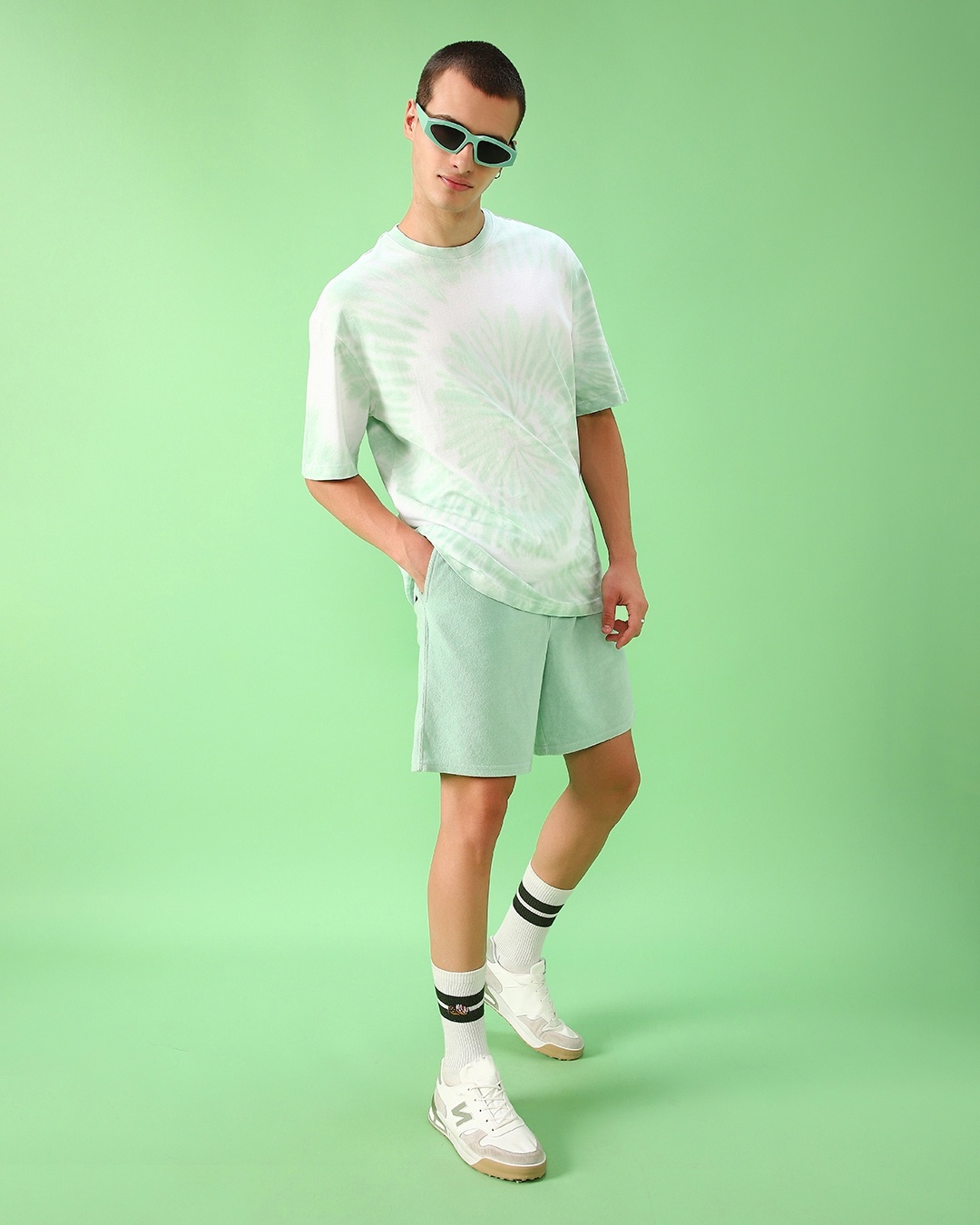 Buy Mens White And Green Tie And Dye Oversized T Shirt Online At Bewakoof