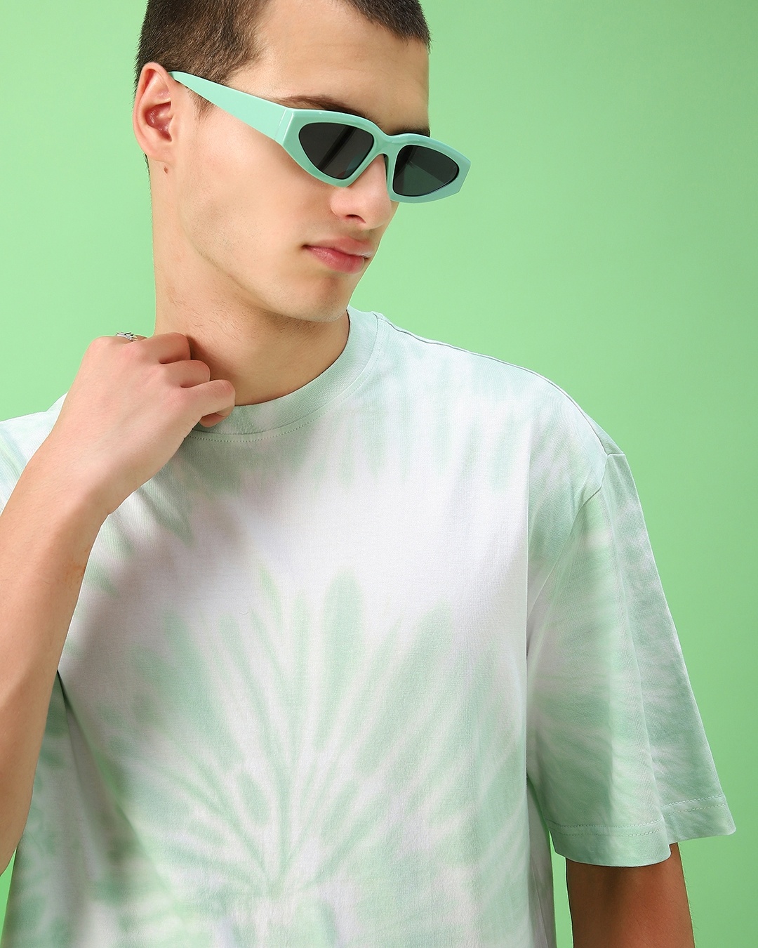 Buy Mens White And Green Tie And Dye Oversized T Shirt Online At Bewakoof