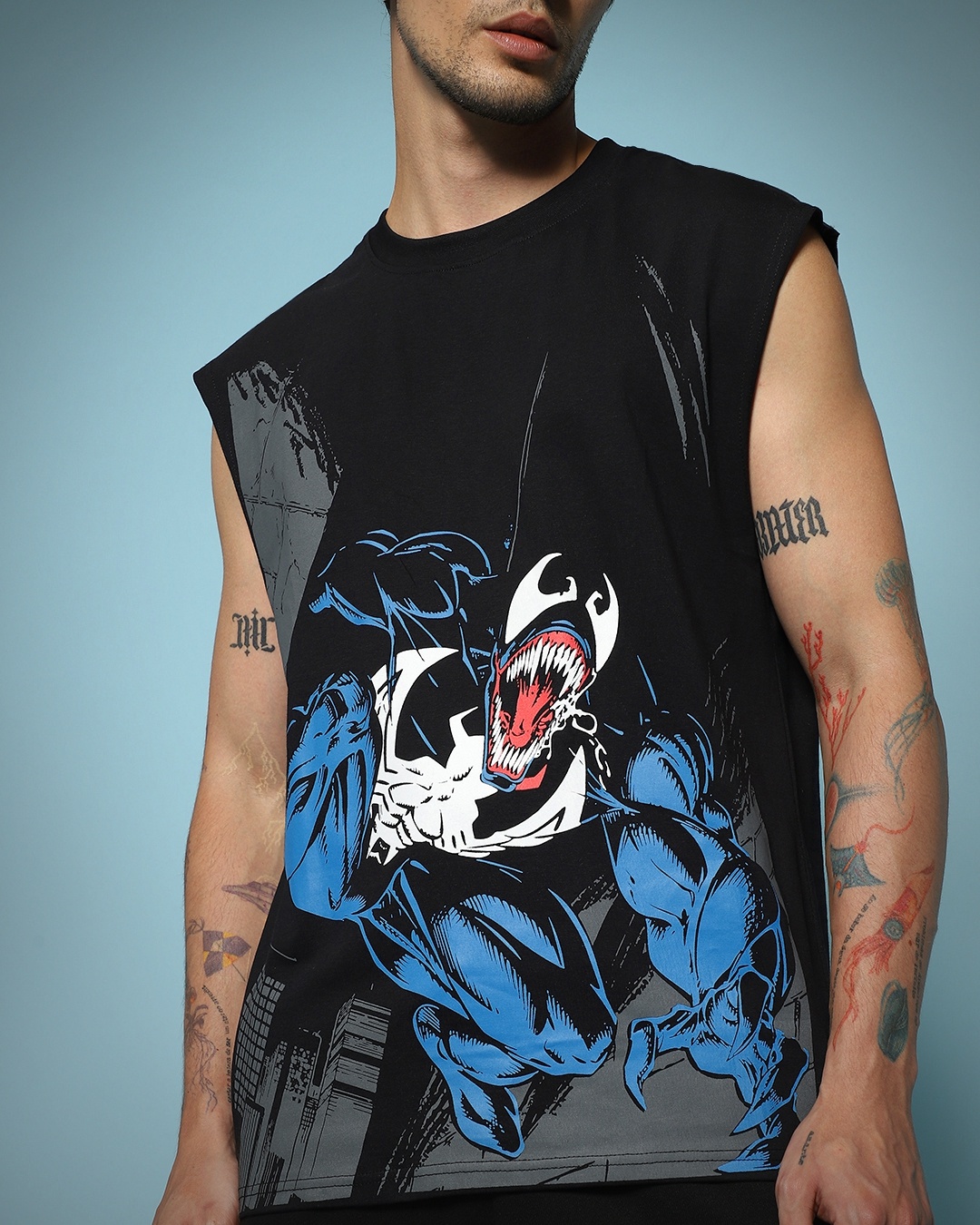 Buy Men's Black Venom Graphic Printed Boxy Fit Vest Online at Bewakoof