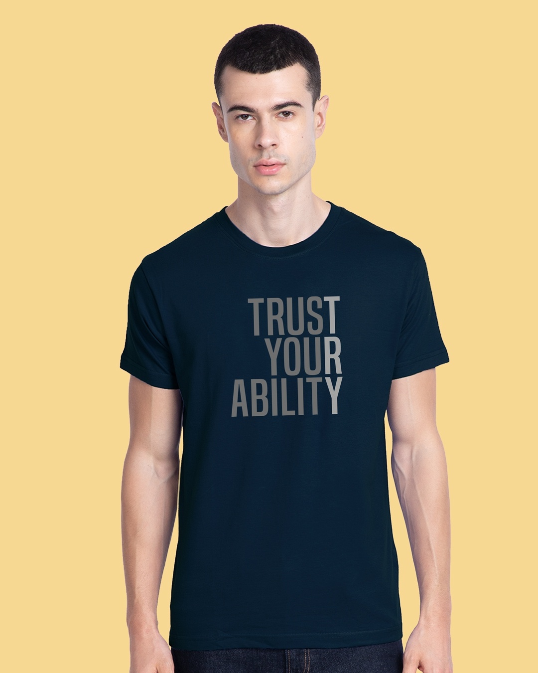 Buy Trust Your Ability Half Sleeve T-shirt Navy Blue for Men blue ...