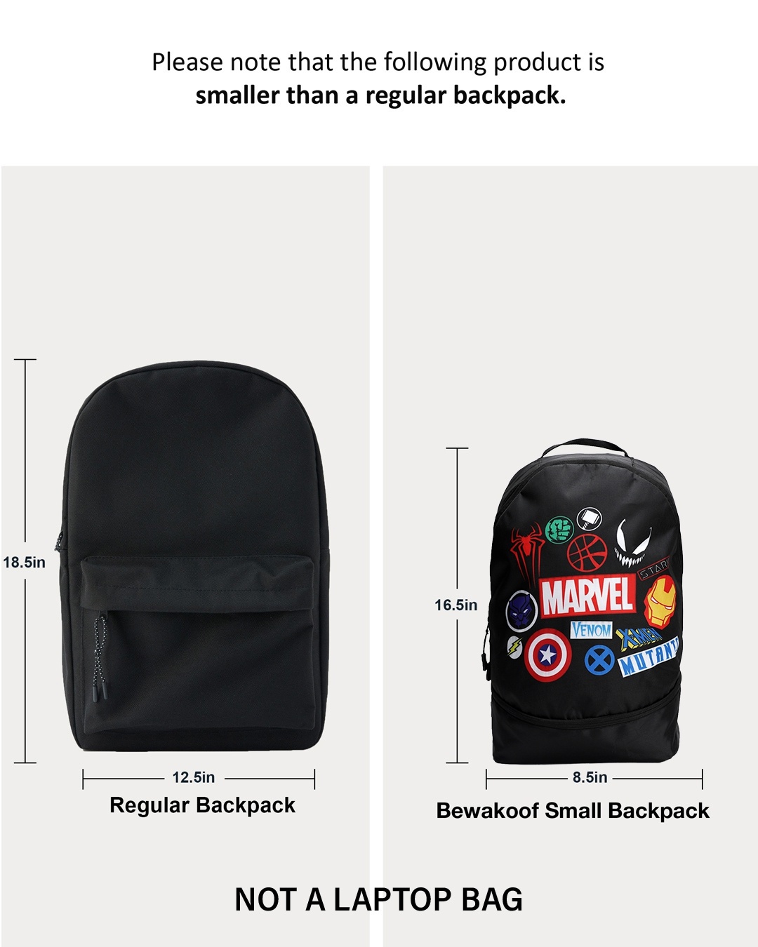 Buy Unisex Black Ultimate Marvel Small Backpack Online in India at Bewakoof