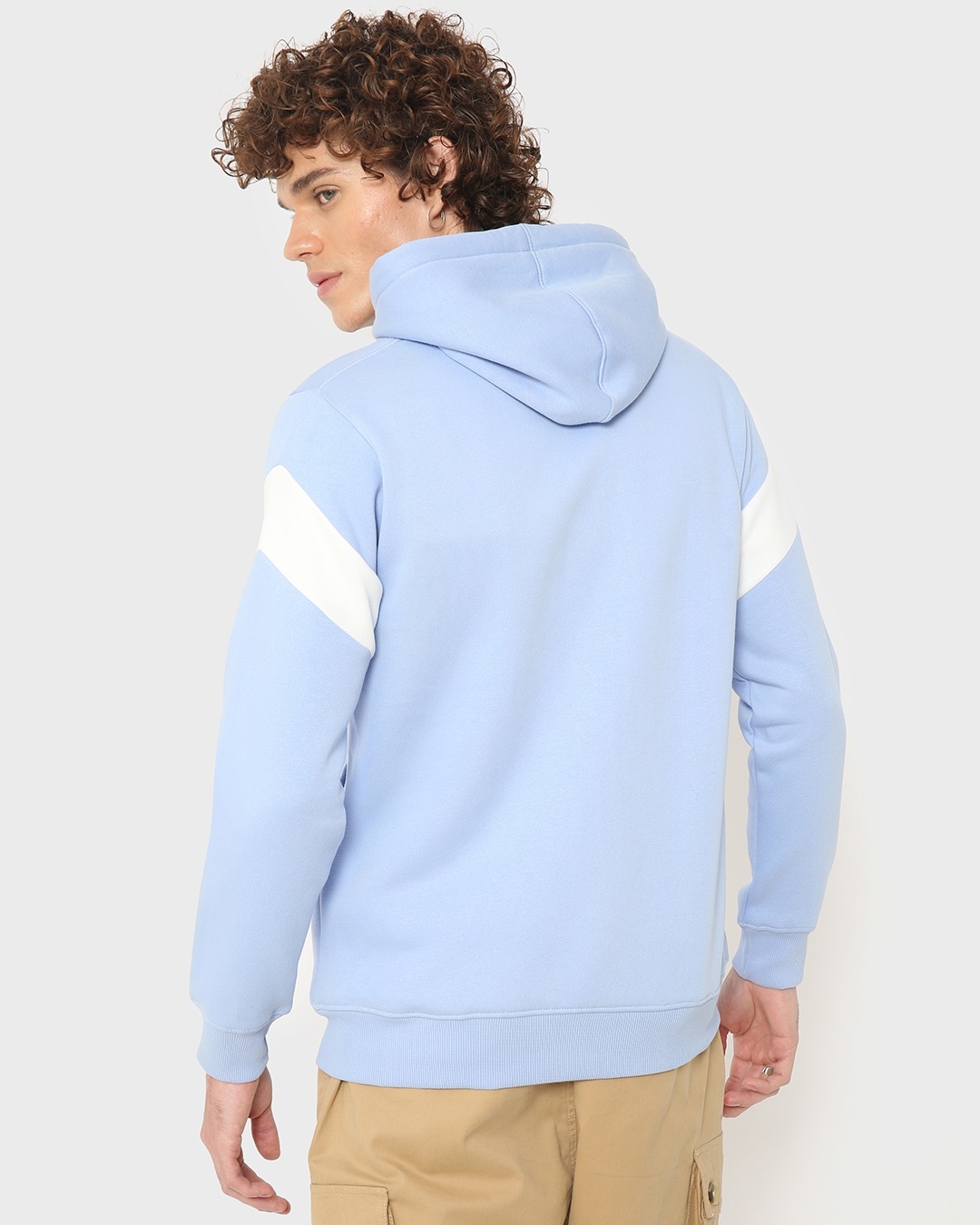 Buy Men's Blue & White Color Block Hoodie Sweatshirt for Men Multicolor Online at Bewakoof