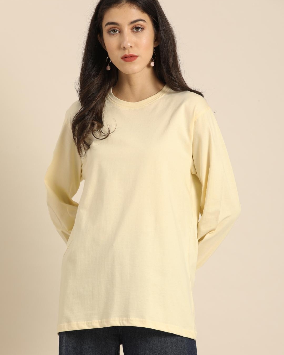 Buy Women's Beige Grateful Typography Oversized T-shirt for Women Beige ...
