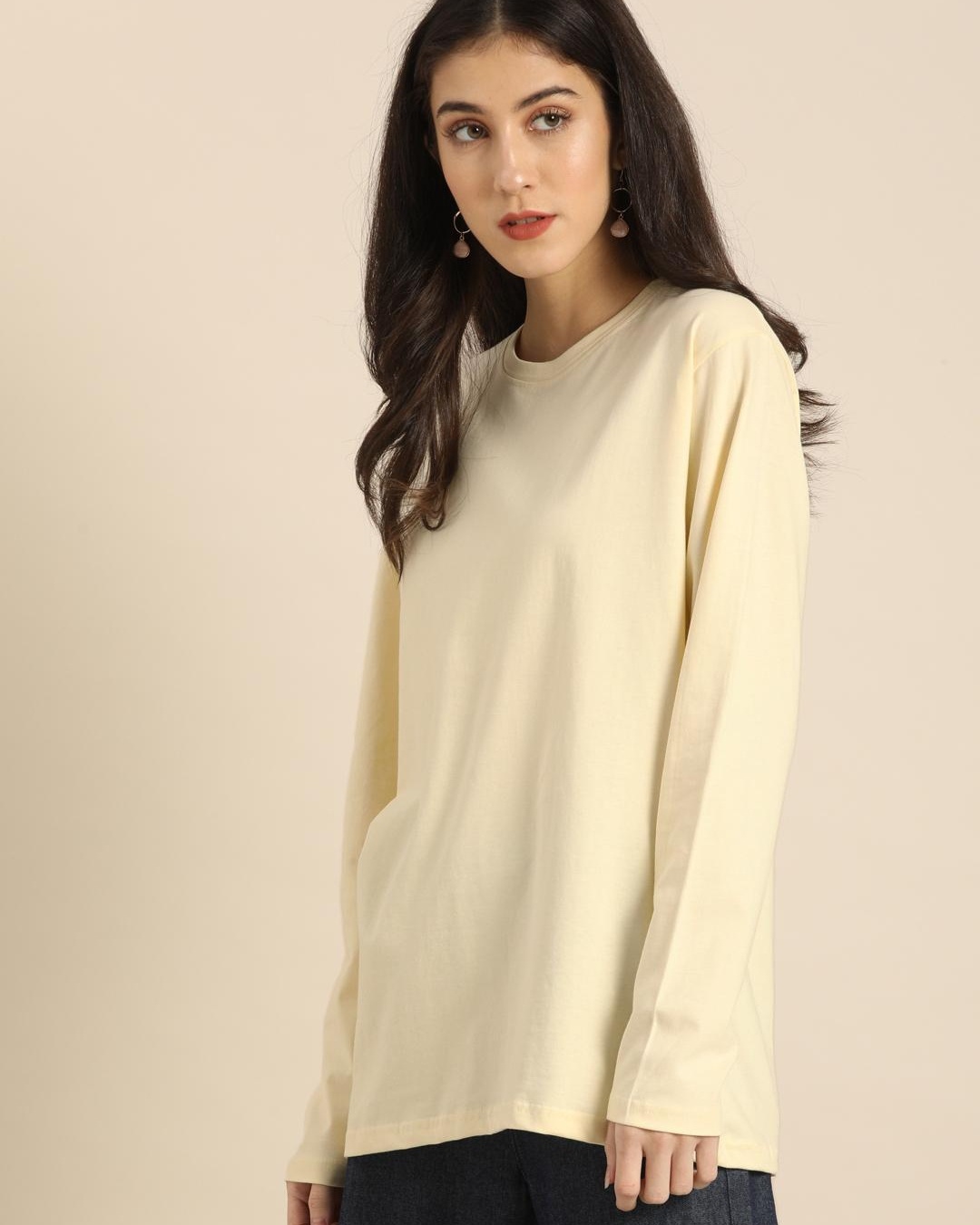 Buy Women's Beige Grateful Typography Oversized T-shirt for Women Beige ...