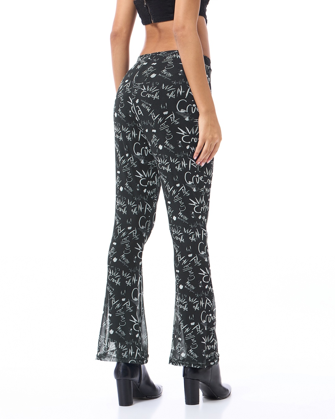 Buy Women's Black All Over Printed Slim Fit Flared Pants Online at Bewakoof