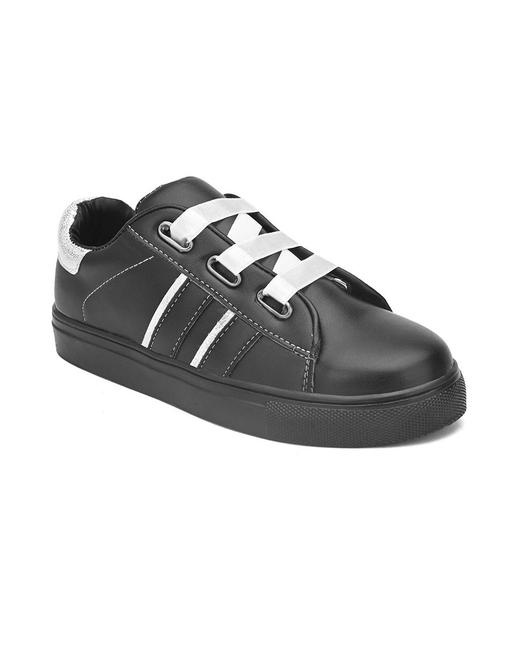 Buy Women's Black and Silver Color Block Casual Shoes Online in India ...