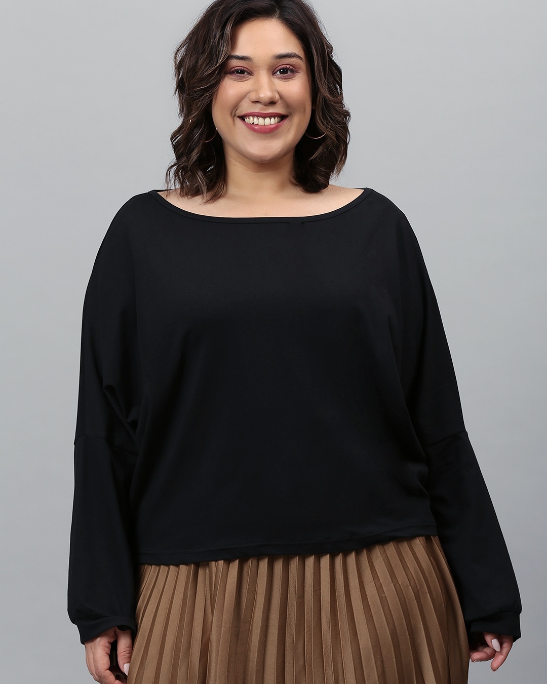 Buy Women's Black Boat Neck Top for Women Black Online at Bewakoof