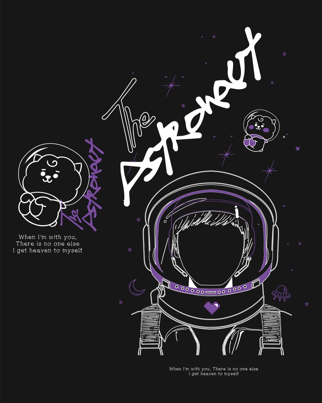 Buy Women's Black BTS Astro (JIN) Graphic Printed Oversized T-shirt for ...