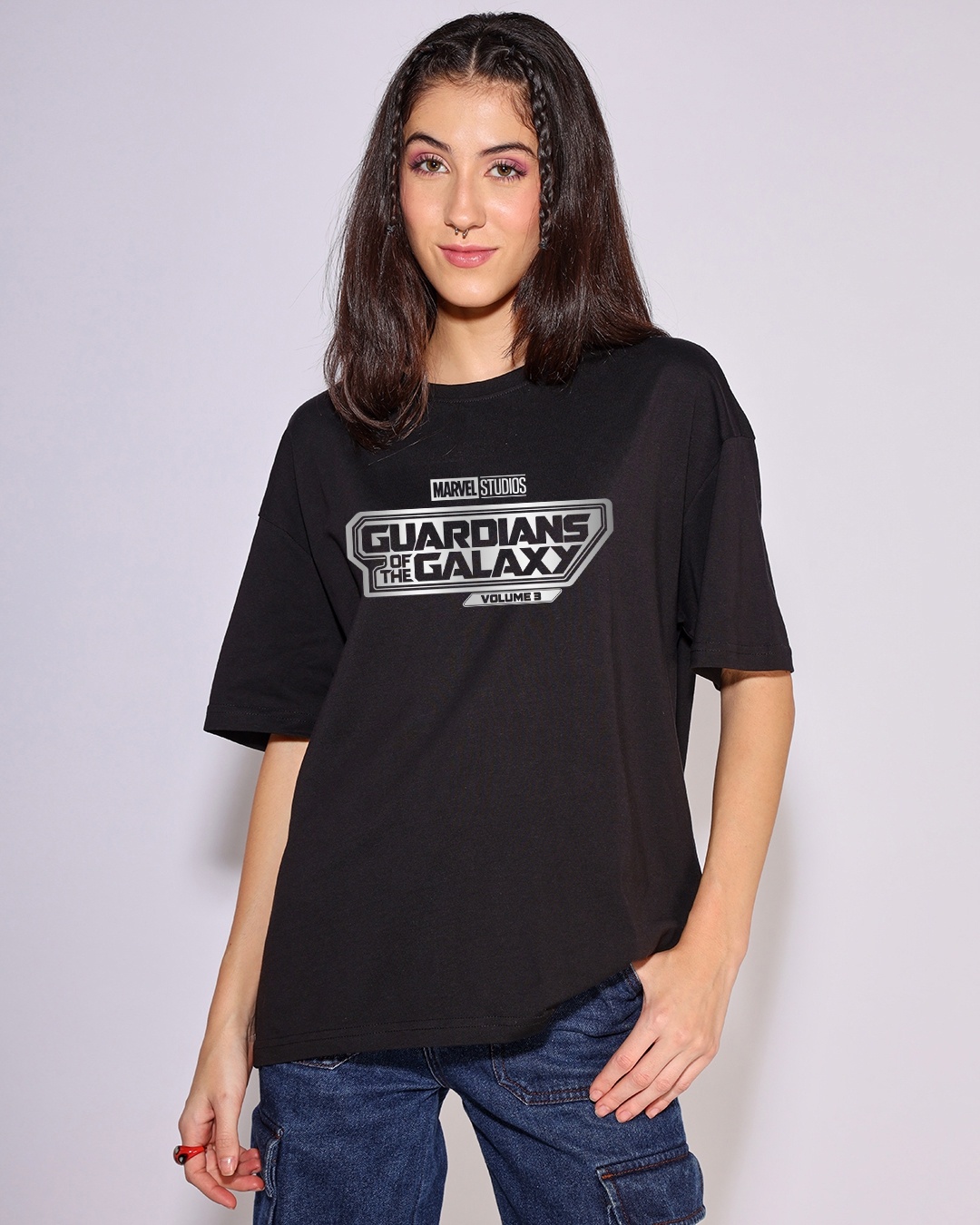 Buy Women's Black GOTG Logo Graphic Printed Oversized T-shirt Online at ...
