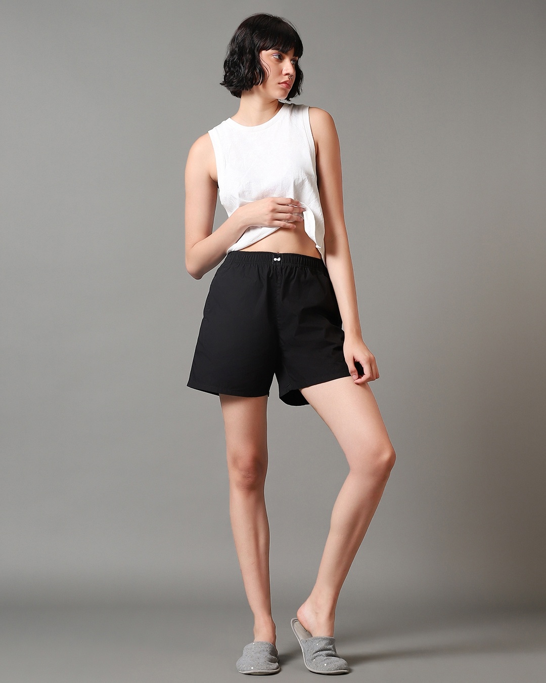 Buy Women's Black Plus Size Boxer Shorts Online at Bewakoof