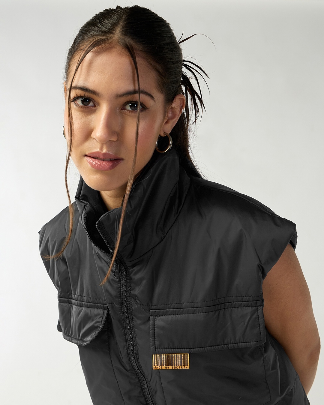 Buy Women's Black Oversized Gilet Jacket Online at Bewakoof