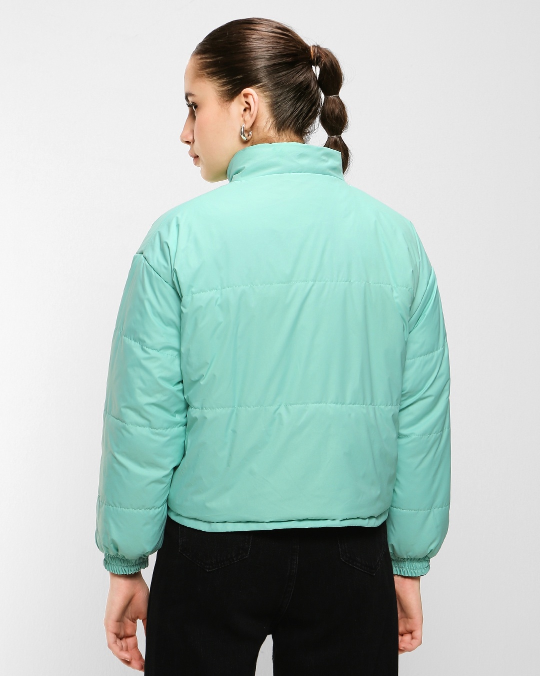 Buy Women's Black & Sage Reversible Super Loose Fit Puffer Jacket ...