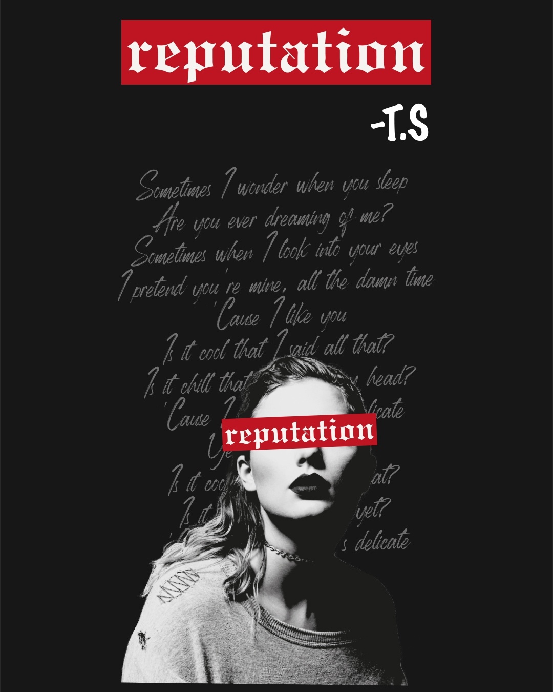 Buy Women's Black Reputation Taylor Swift Graphic Printed Oversized T ...