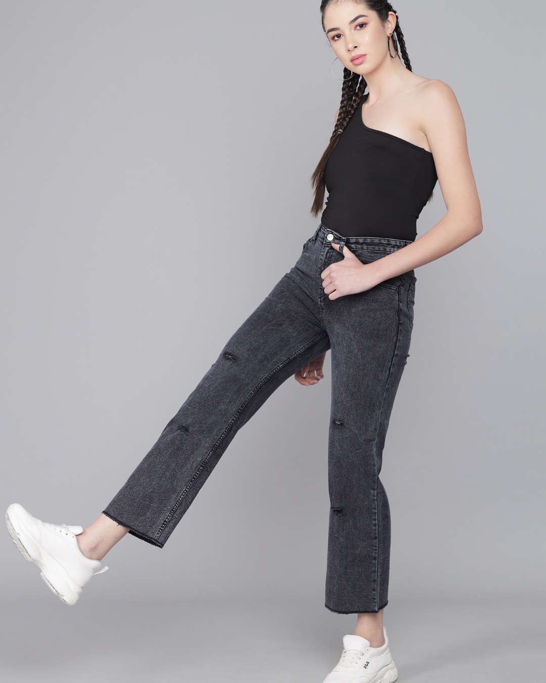 Buy Women's Black Ripped Flared Jeans for Women Black Online at Bewakoof