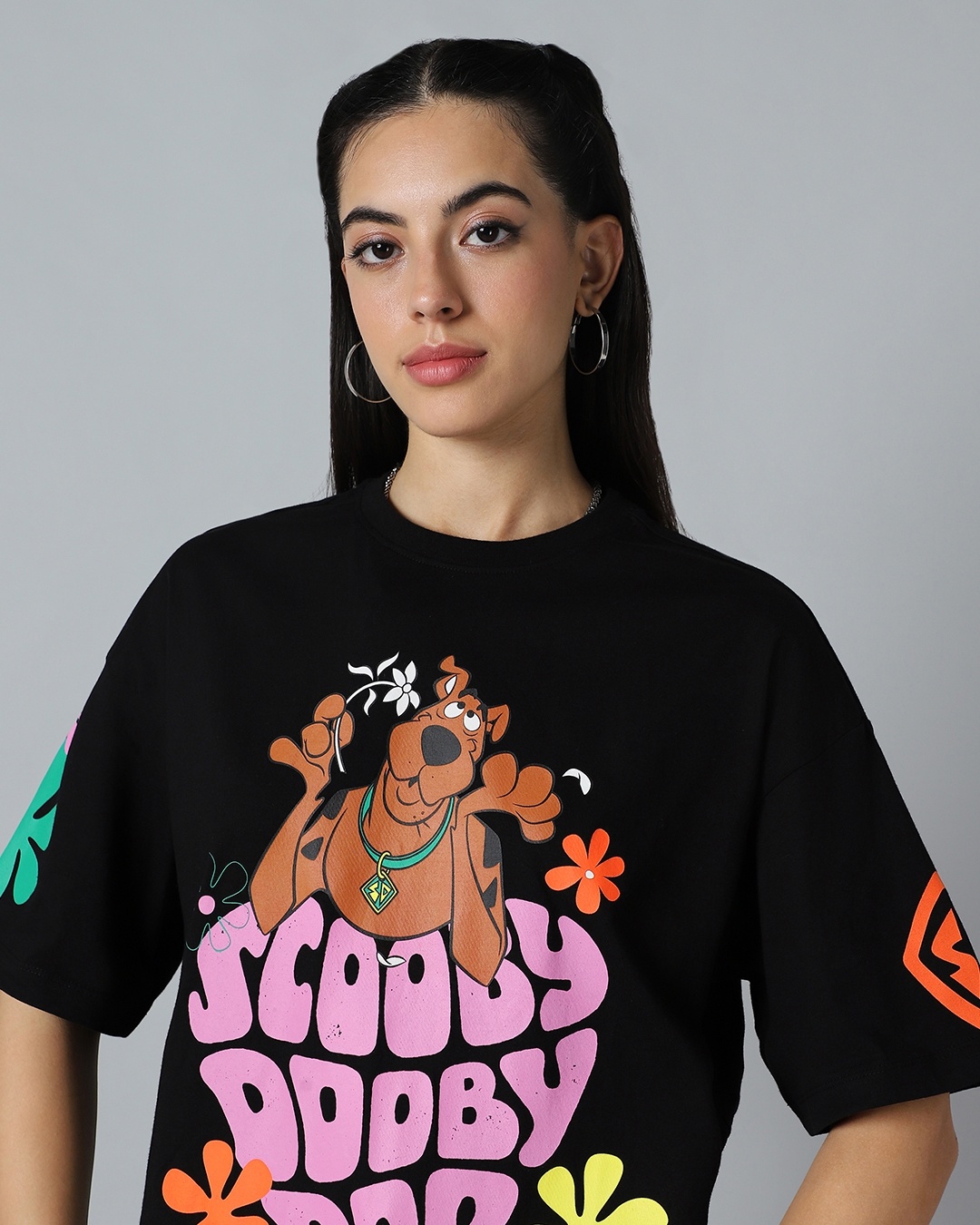 Buy Women's Black Scooby Doo Graphic Printed Oversized T-shirt Online ...